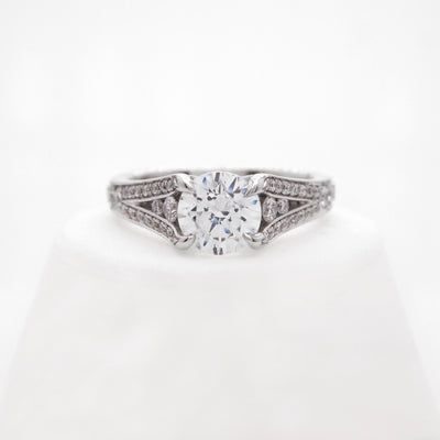Platinum Reverse Taper Diamond Engagement Ring - Judith Arnell Jewelers