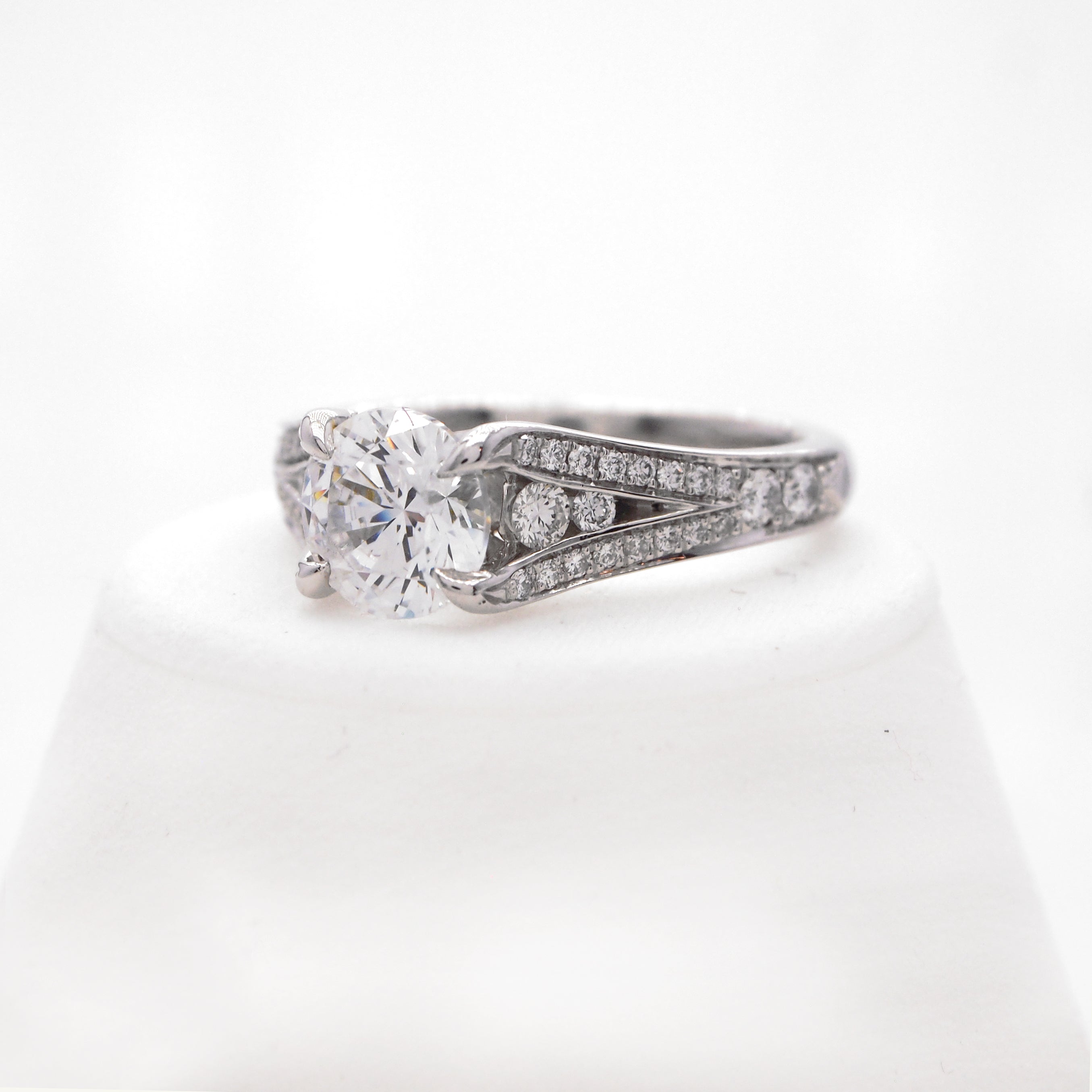 Platinum Reverse Taper Diamond Engagement Ring - Judith Arnell Jewelers