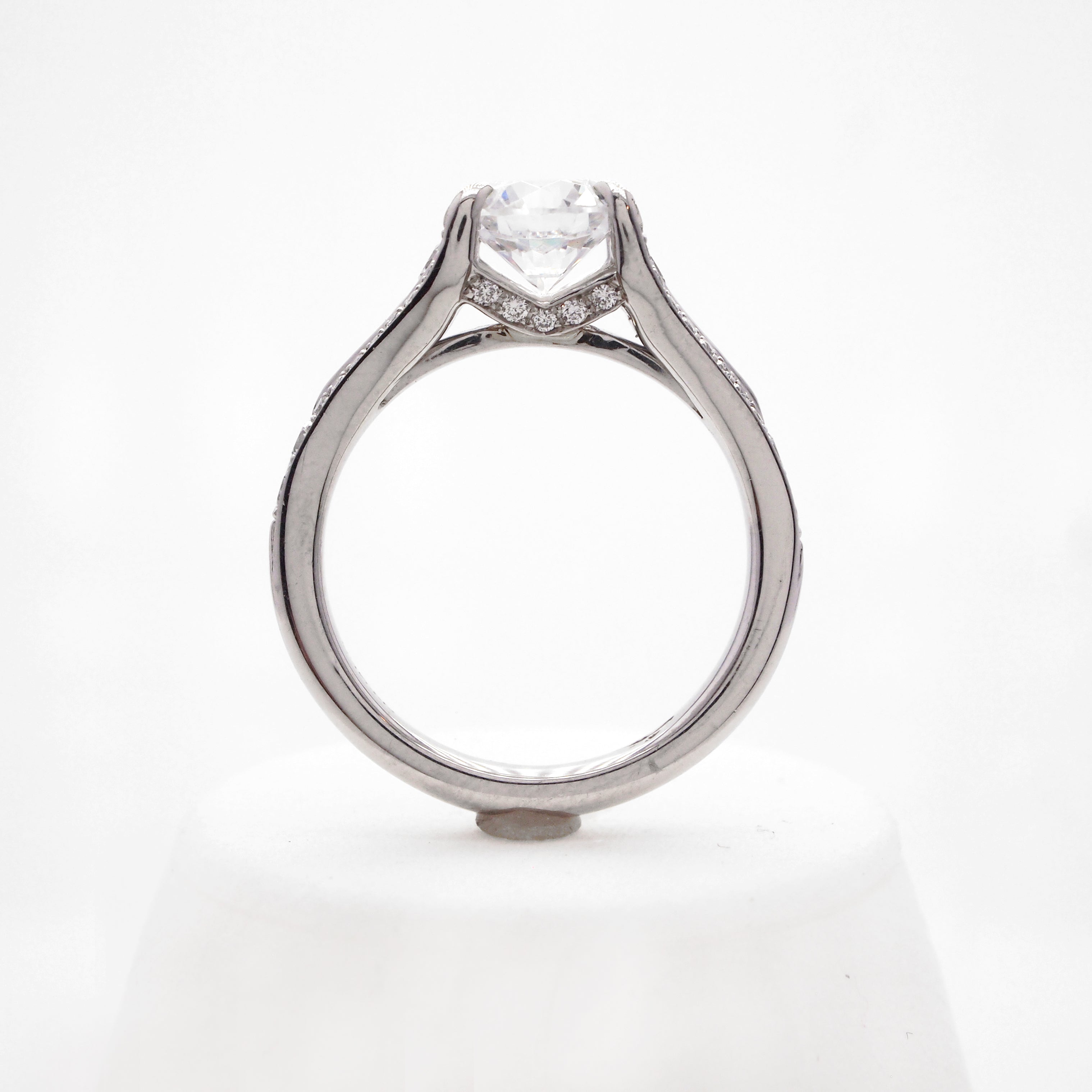 Platinum Reverse Taper Diamond Engagement Ring - Judith Arnell Jewelers