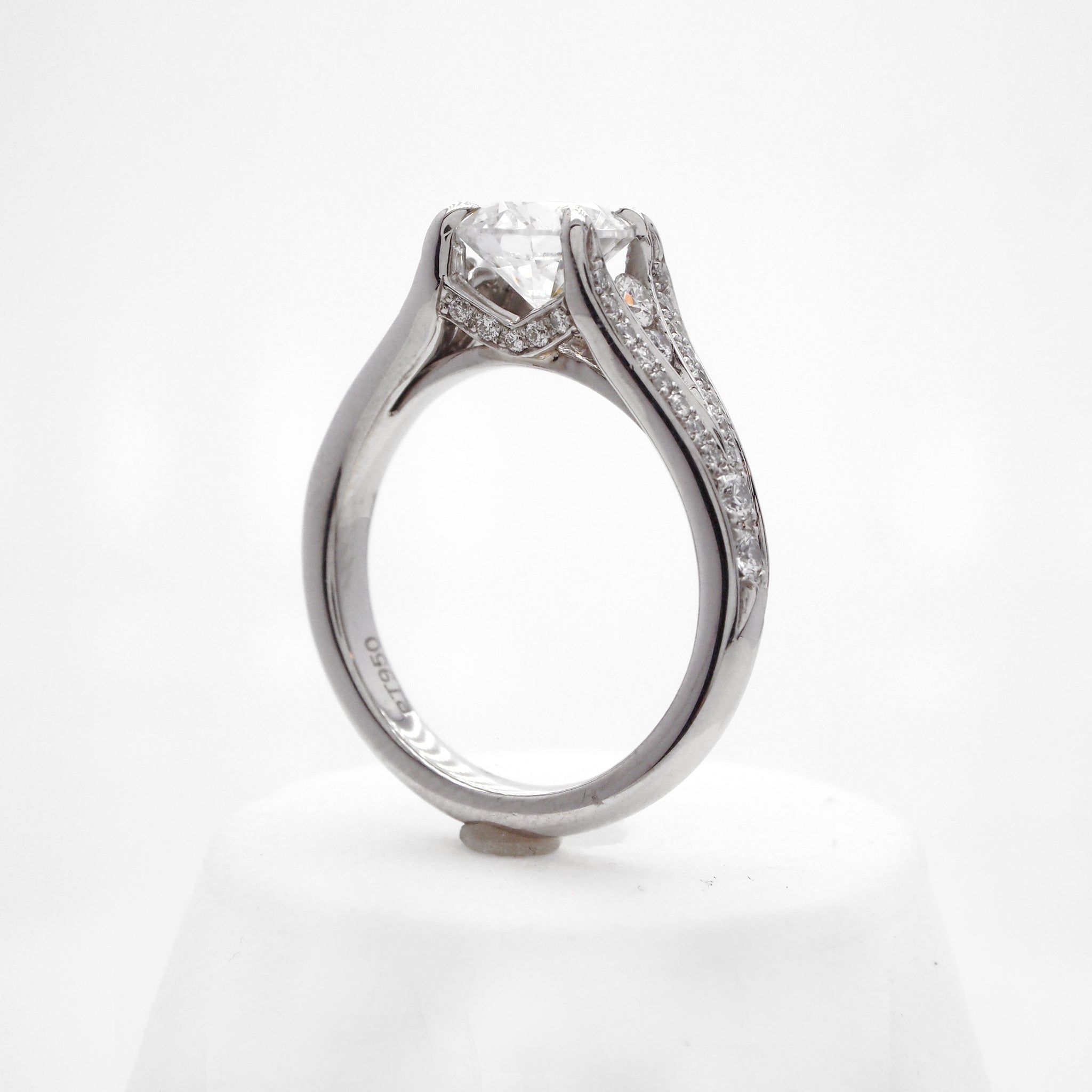 Platinum Reverse Taper Diamond Engagement Ring - Judith Arnell Jewelers
