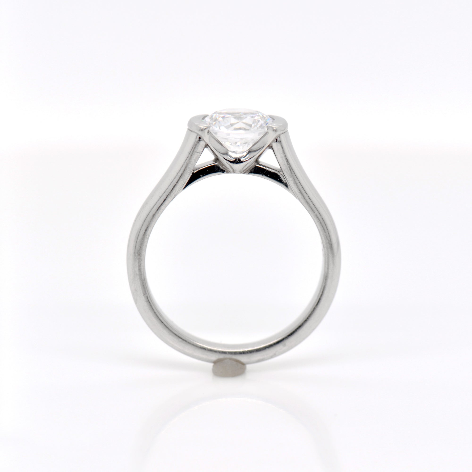 Platinum Half Bezel Engagement Ring - Judith Arnell Jewelers