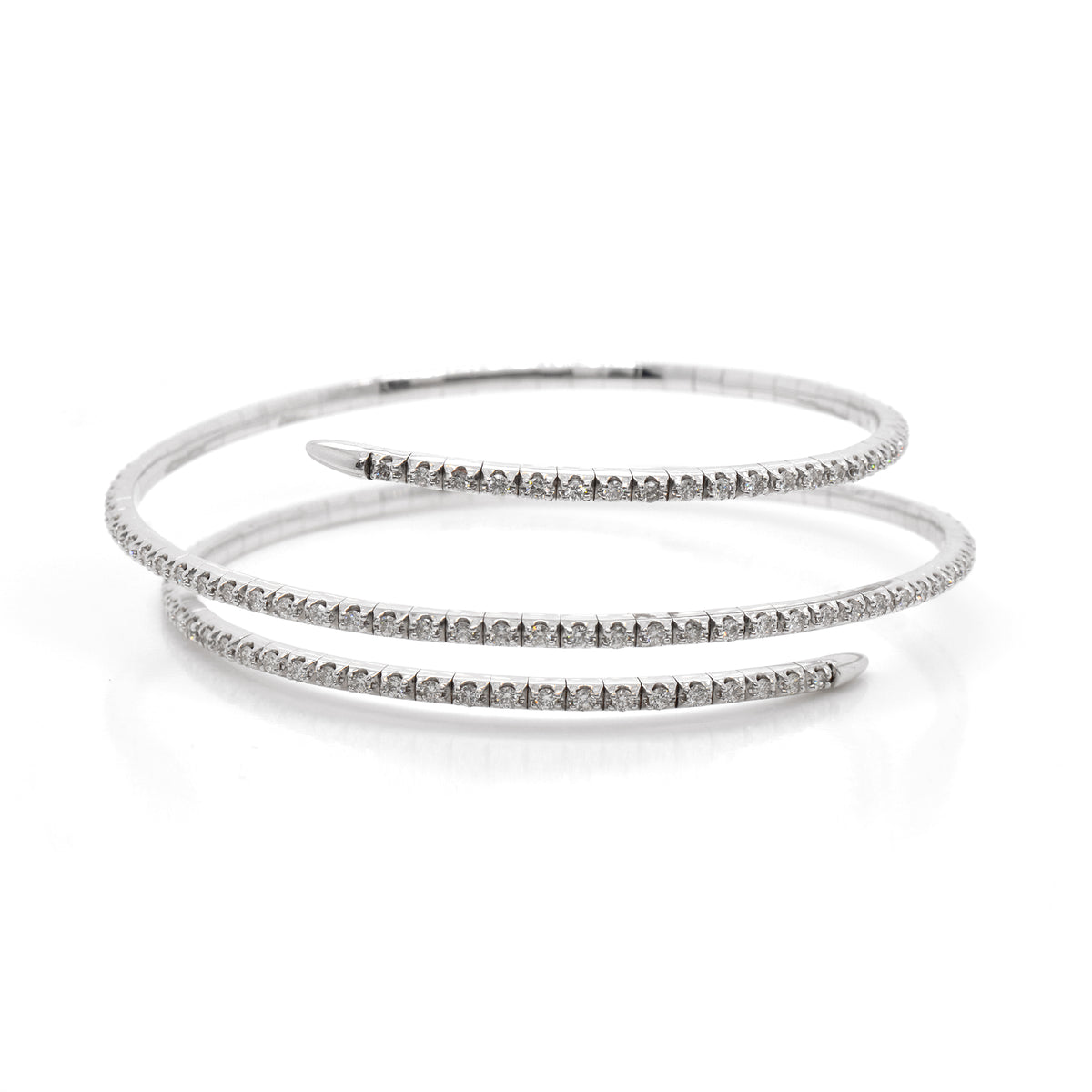14K White Gold Diamond Flex Bangle - Judith Arnell Jewelers