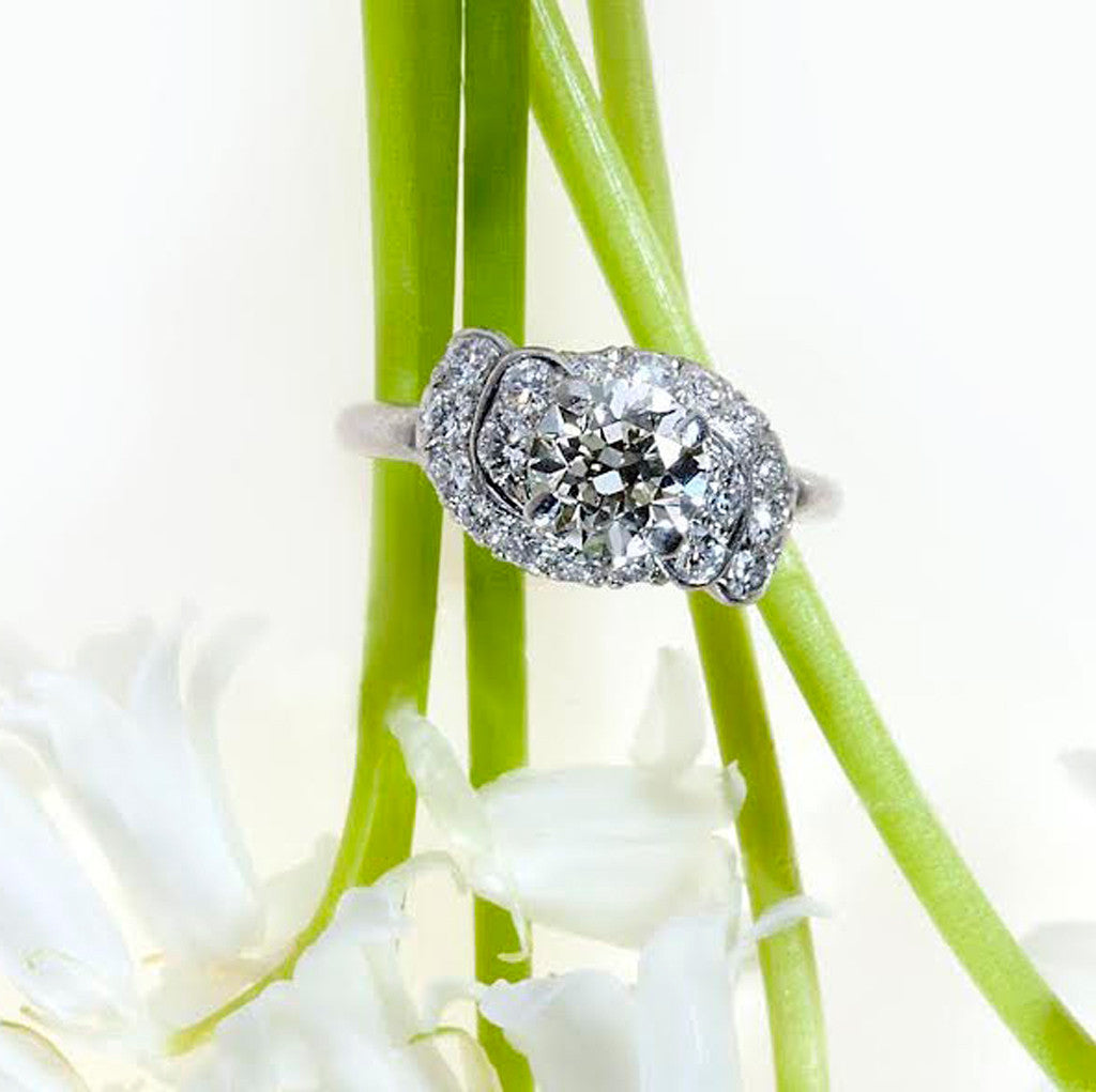 Antique Platinum Retro Diamond Ring | Judith Arnell Jewelers