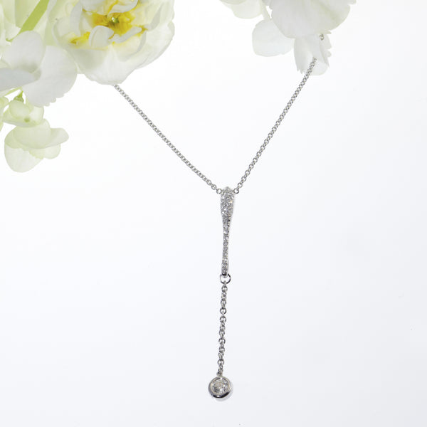 18K White Gold Diamond "Y" Necklace | Judith Arnell Jewelers