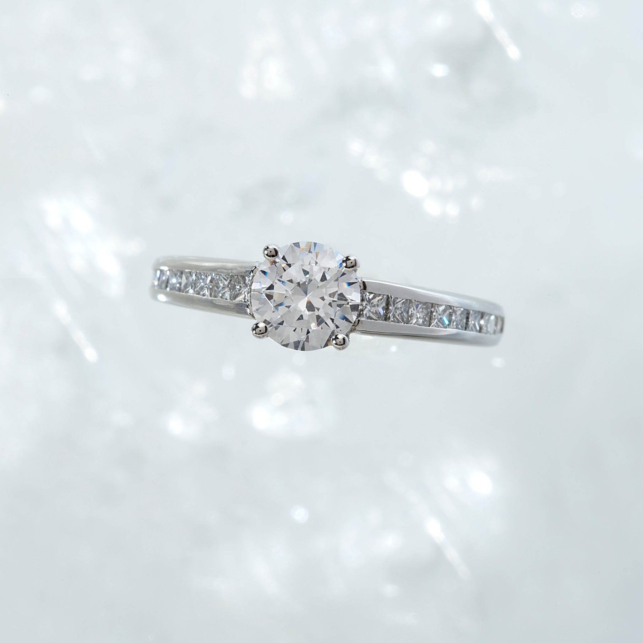 14K White Gold Channel Diamond Engagement Ring - Judith Arnell Jewelers
